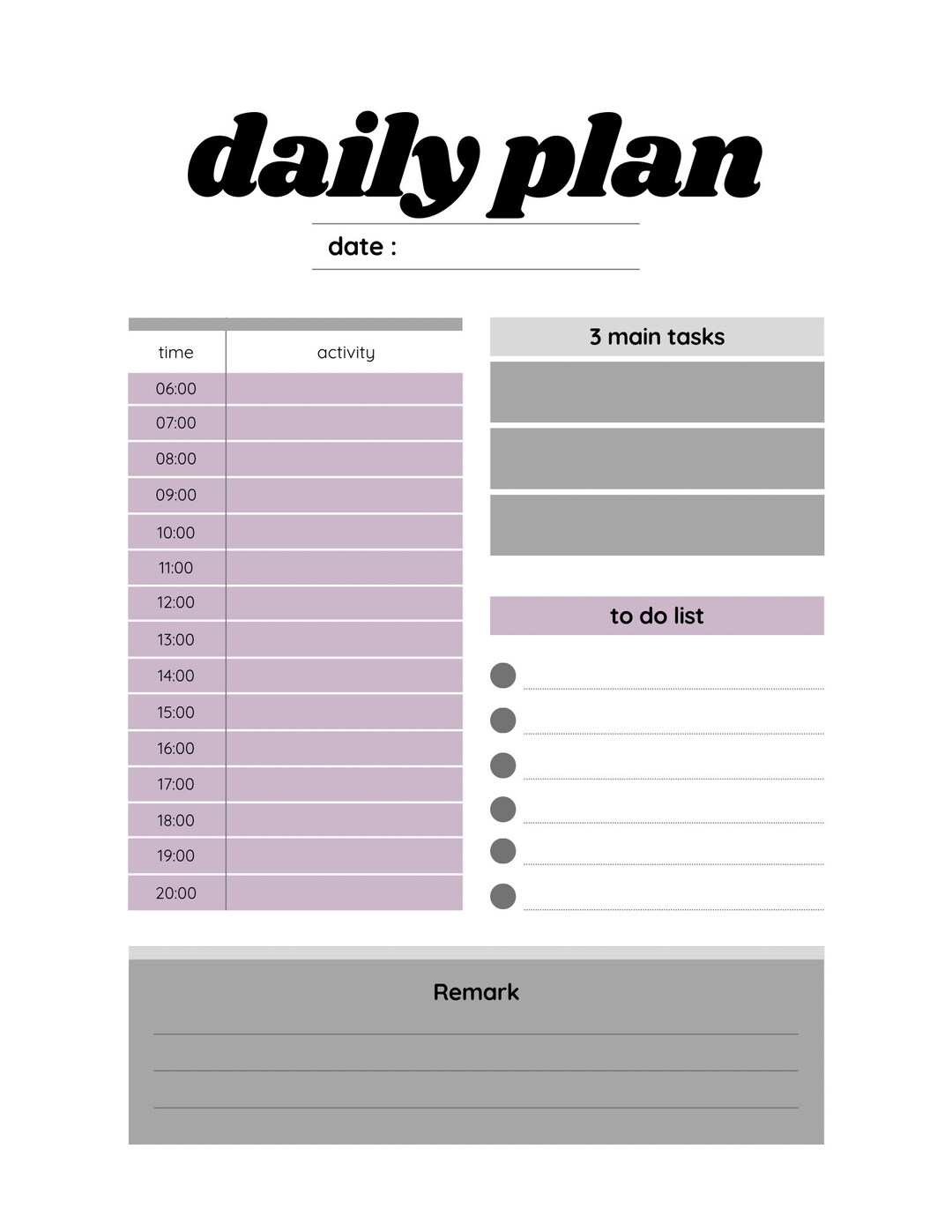 Daily Planner, Daily to Do List Printable, Daily Schedule Printable ...
