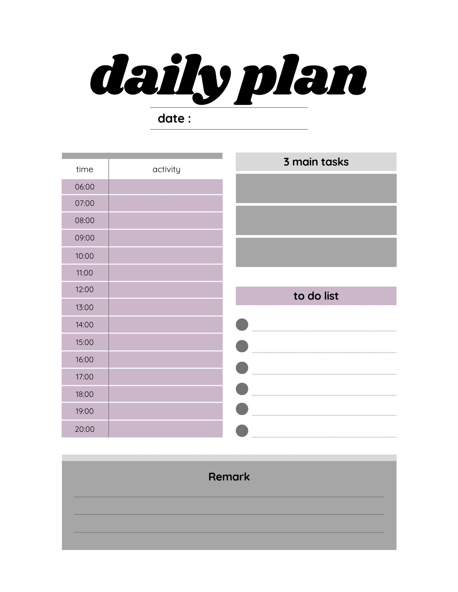 Daily Planner, Daily to Do List Printable, Daily Schedule Printable ...