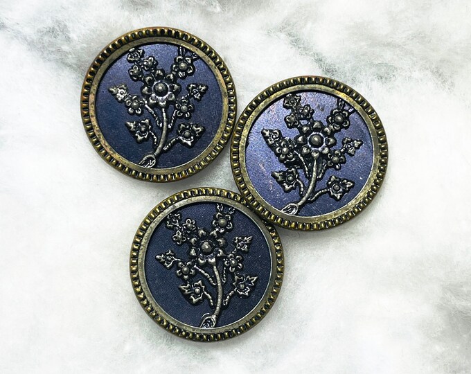 Delicate Pewter Flowers Over Blue-tinted Background, Your Choice of One ...