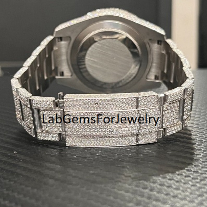 Iced Out Luxury Moissanite Watch, Stainless Steel Watch, Full Bust Down ...