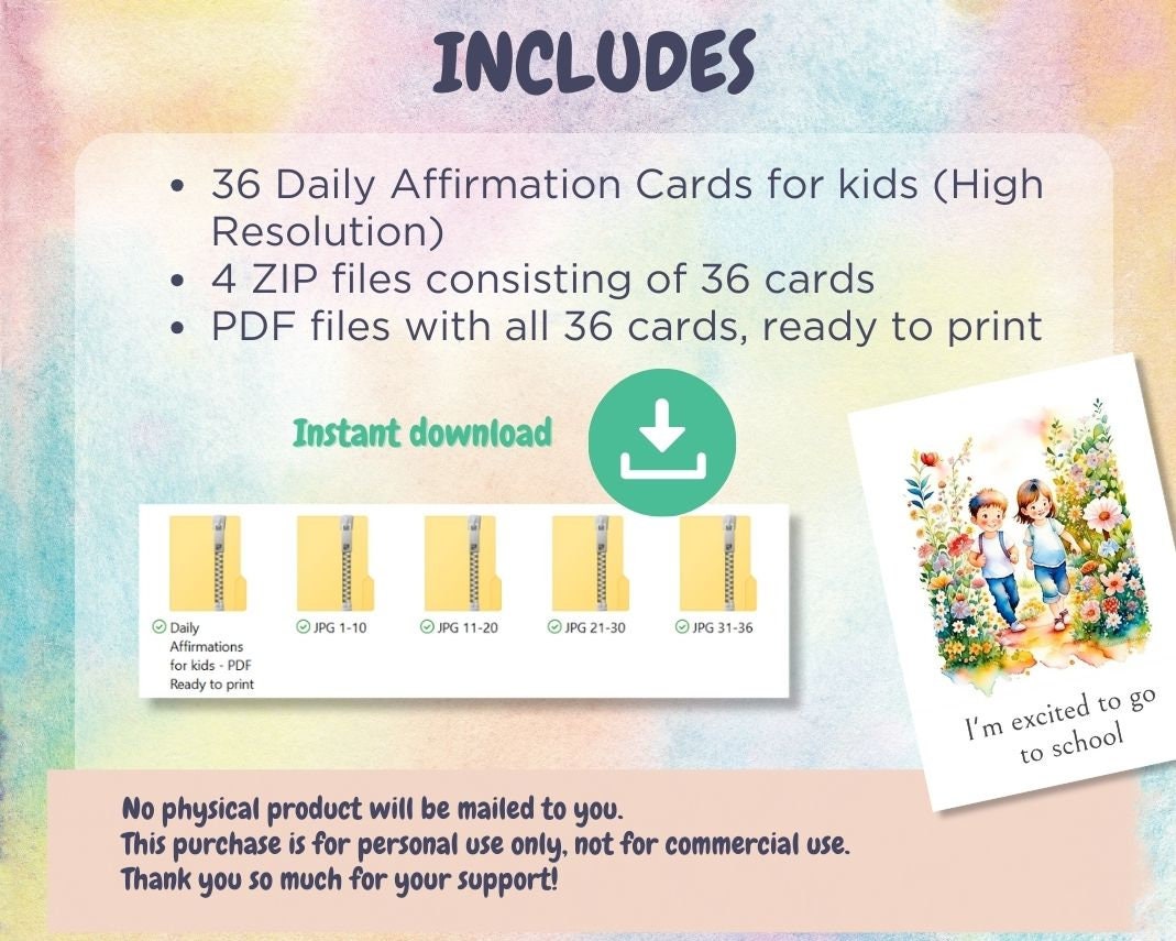 Affirmation Cards for Kids Printable Kids Positive - Etsy