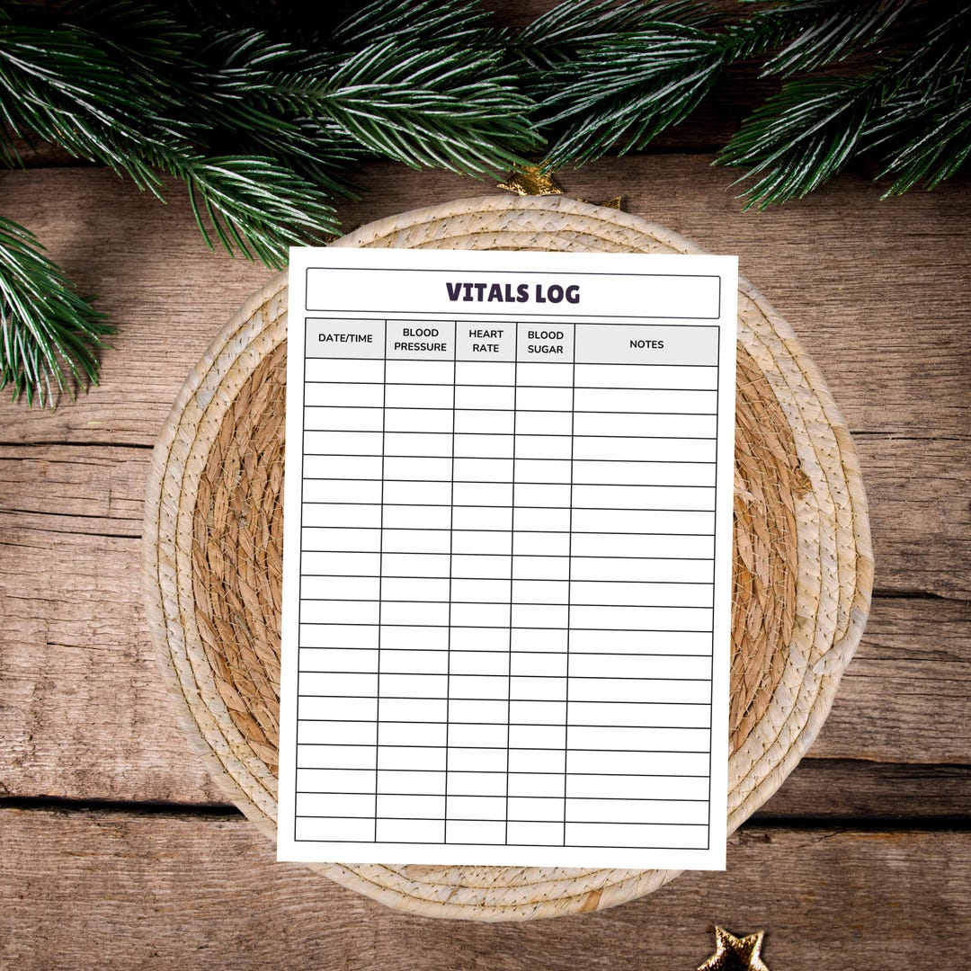 Editable Vitals Log Template, Printable 8.5x11 PDF, Canva Template ...
