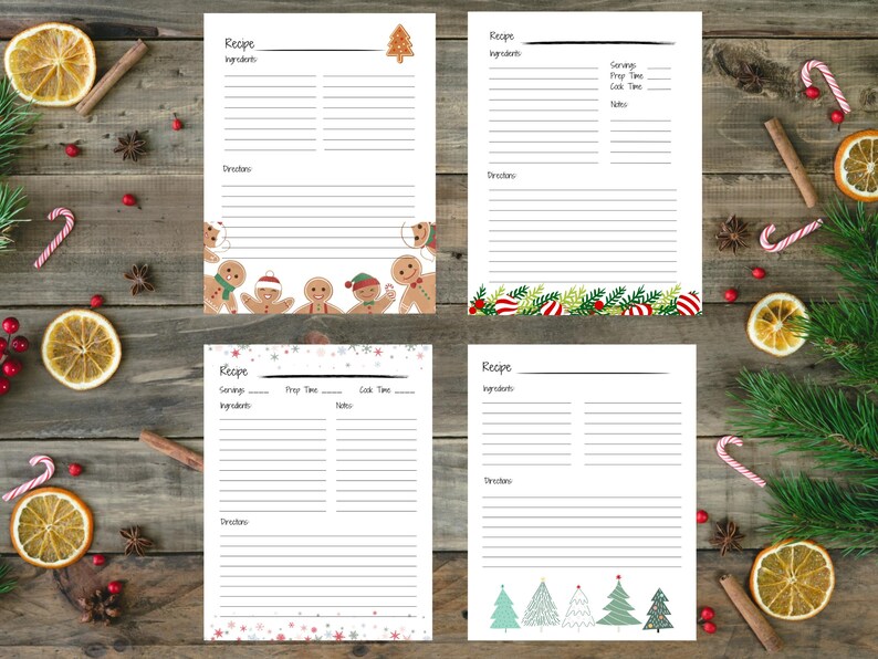 Printable Christmas Recipe Pages: 8.5x11 & A5 (digital Download) - Etsy