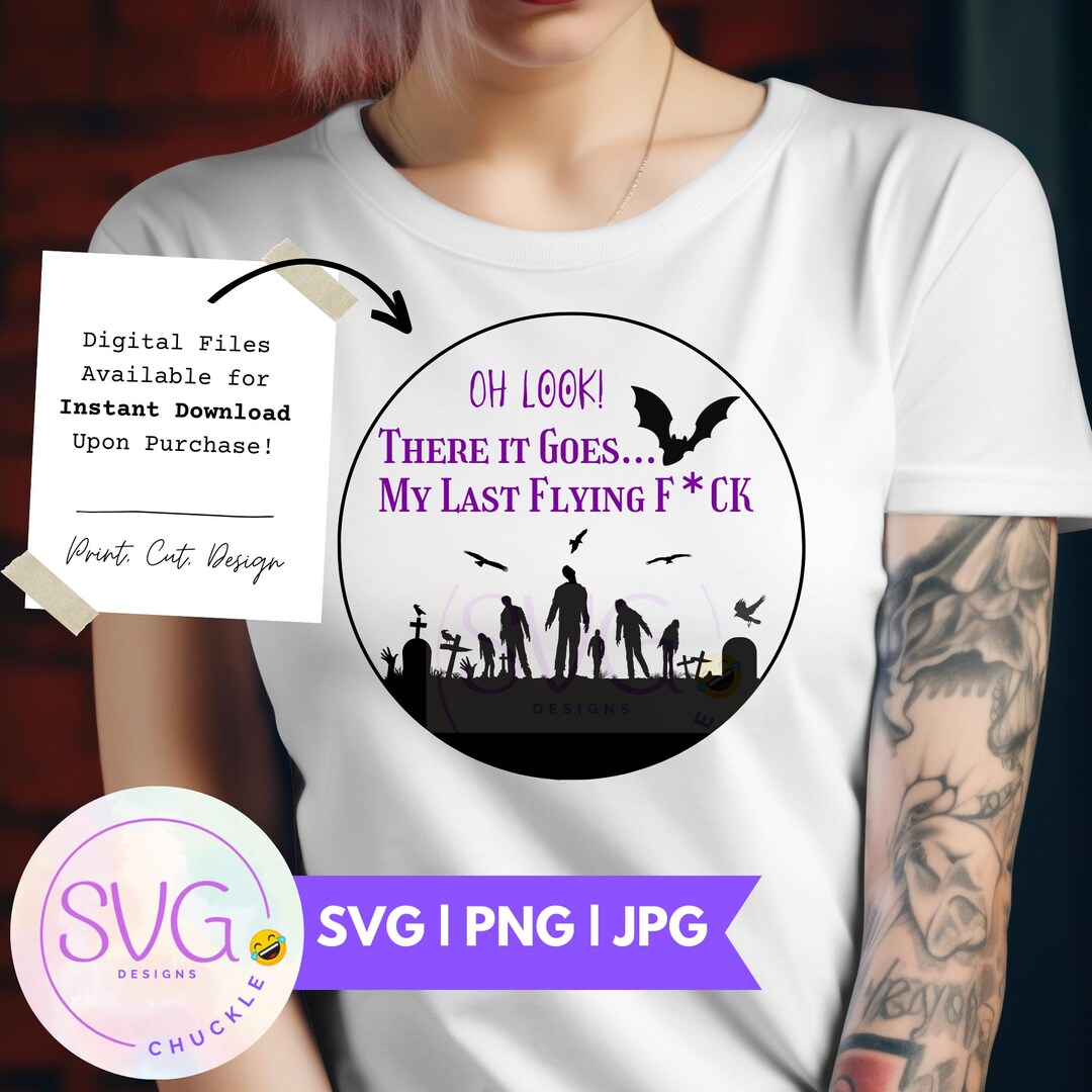 Funny Zombie Graveyard Graphic – My Last Flying F*ck (digital Files) - Etsy