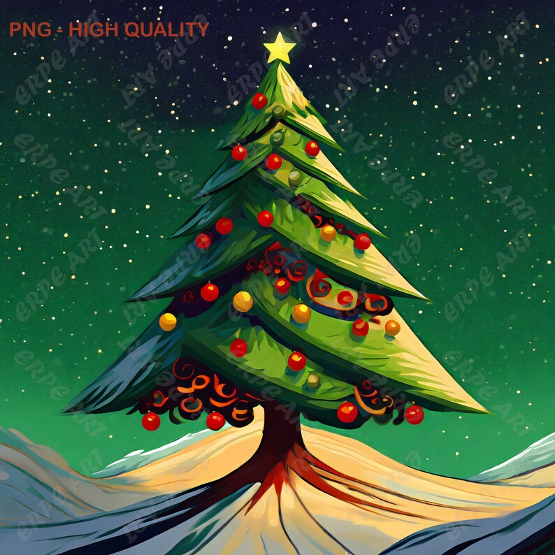 Christmas Tree Clipart High Quality PNG Digital Download Card Making ...
