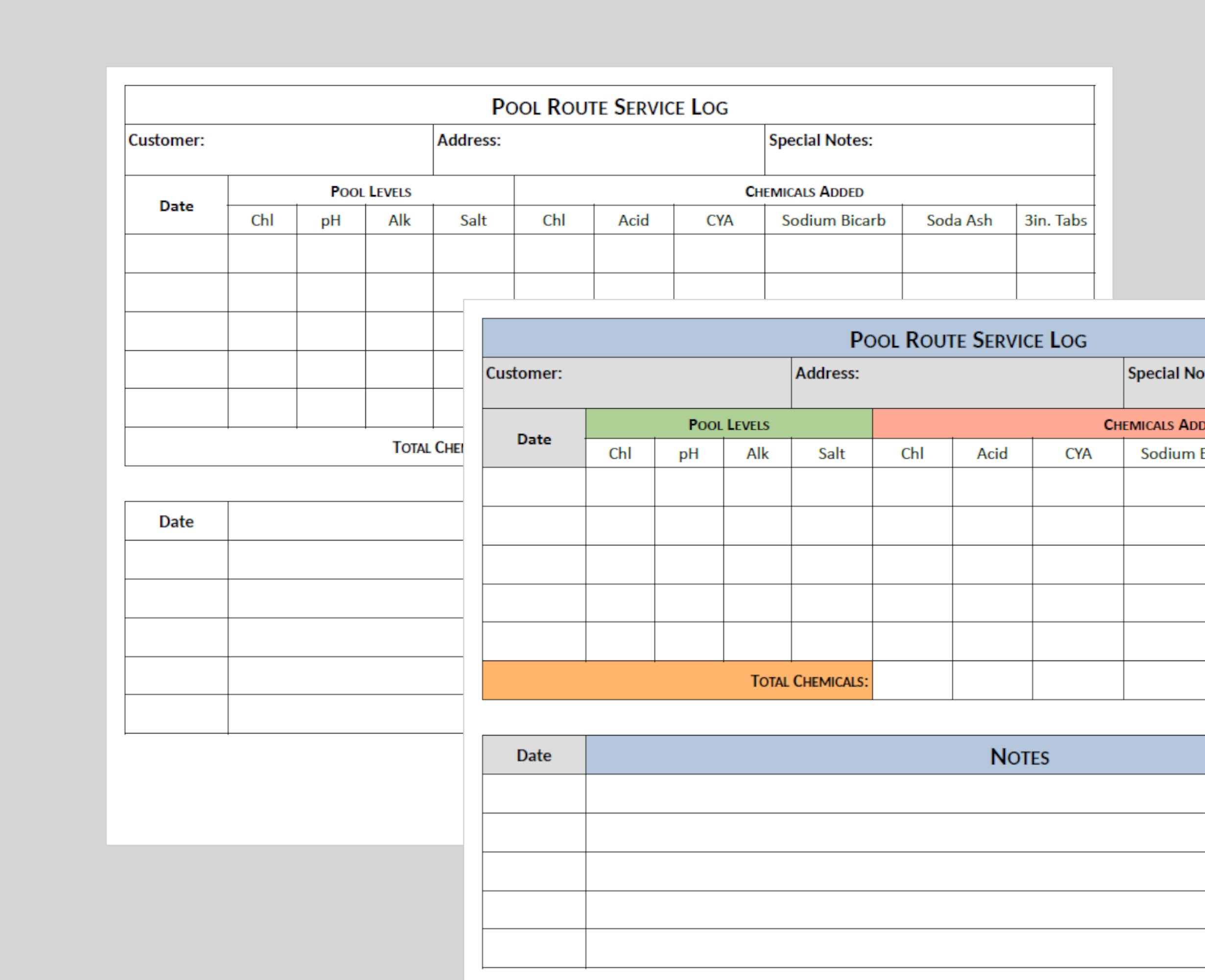 Pool Service Route Log - Etsy