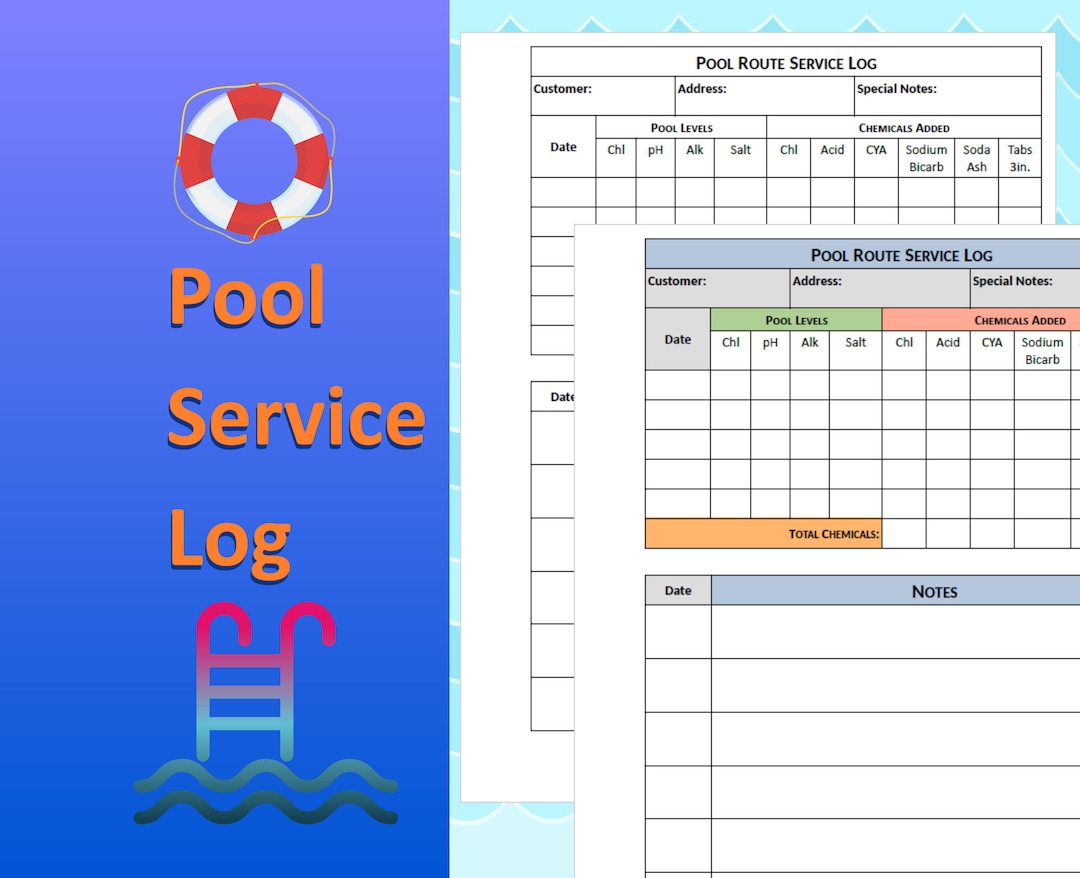Pool Service Route Log - Etsy