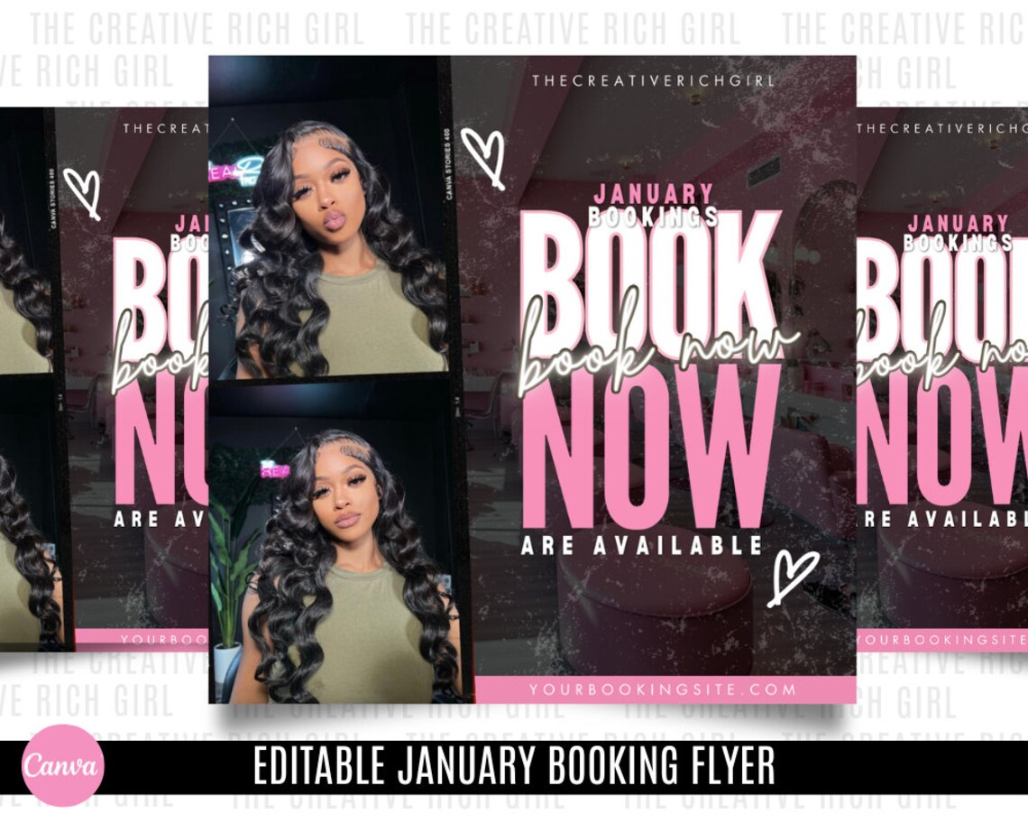 Glam Book Now Flyers, January Appointments Available, Book Now Flyer ...