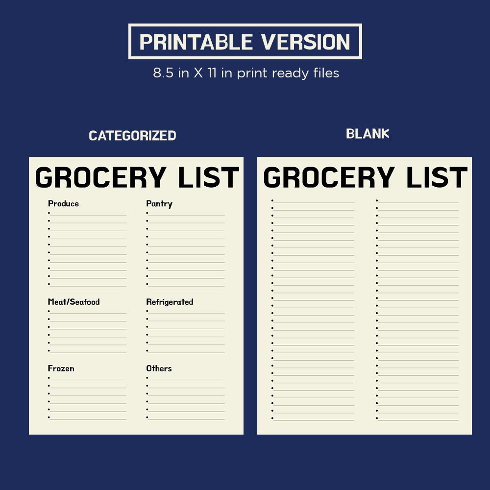 Super Simple Grocery List, Digital Grocery List, Printable Grocery List ...