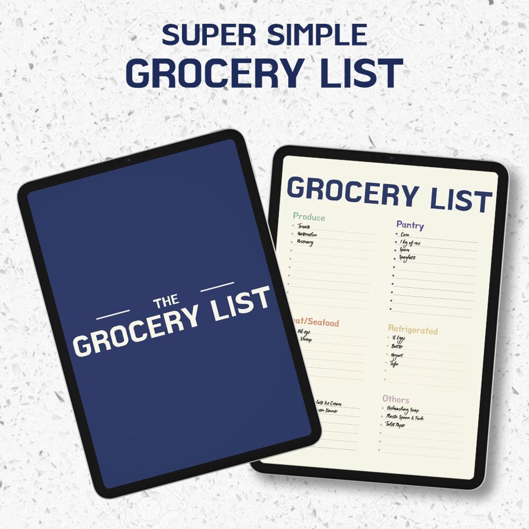 Super Simple Grocery List, Digital Grocery List, Printable Grocery List ...