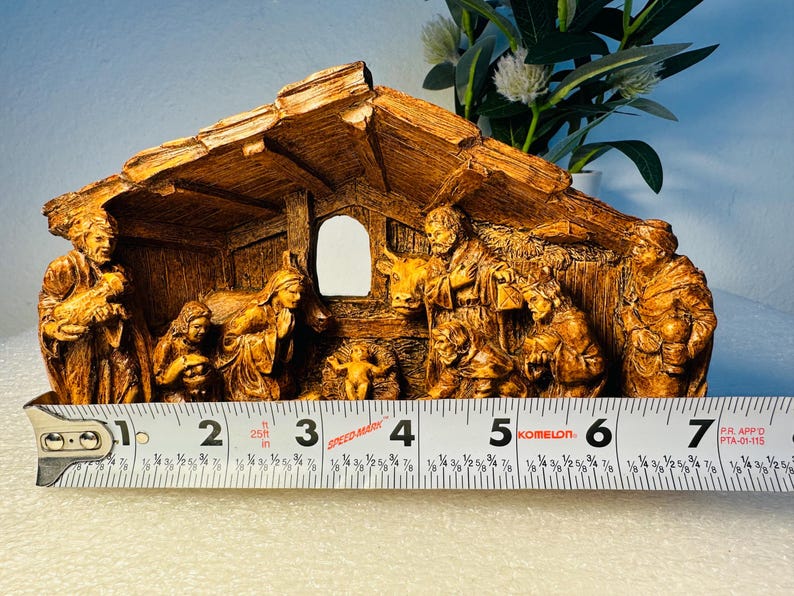 Hand-carved Wooden Nativity Scene | Rustic Christmas Manger | Religious ...