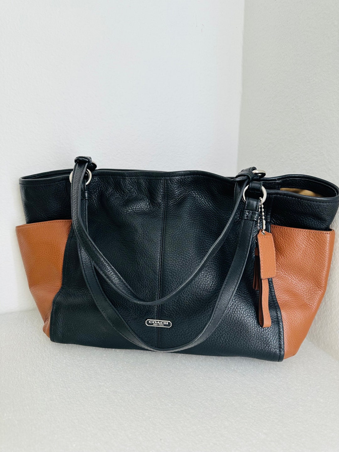 Coach 31303 Colorblock Park Carrie Leather Tote Shoulder Bag Satchel ...