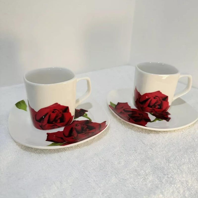 Red Rose Tea Cup - Etsy