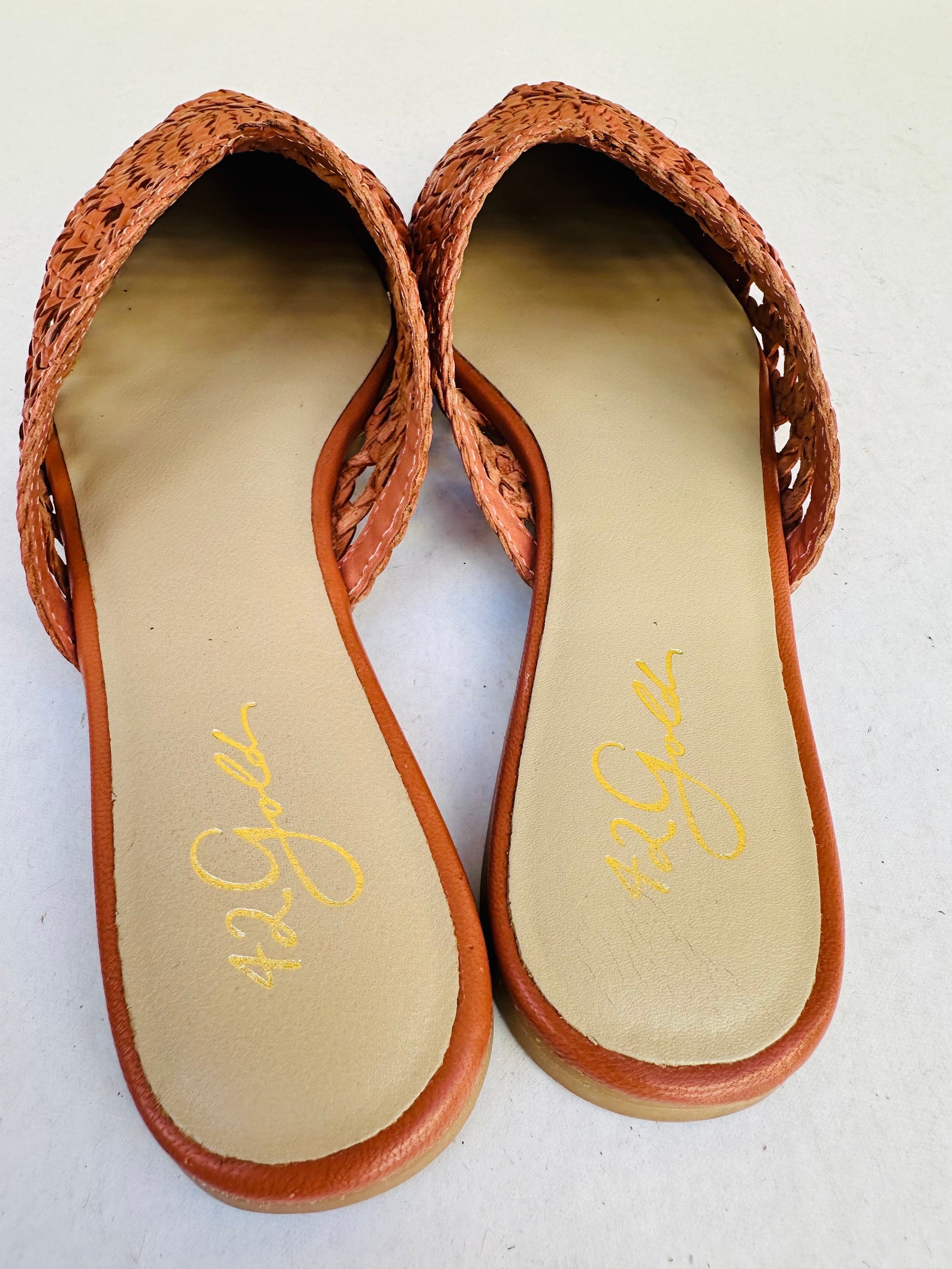 Charmed Mecca Tan Woven Leather Pointed-toe Flats 42 Gold - Etsy