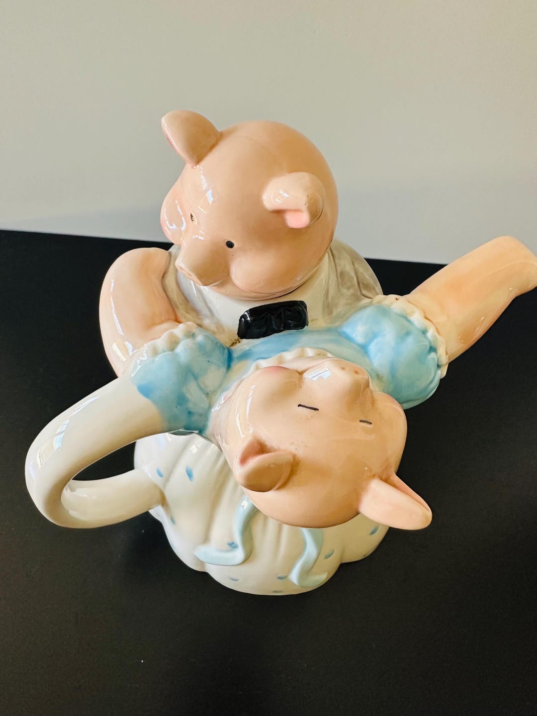 Vintage Ceramic Pig Teapot | Dancing Pig Couple Teapot | 1980s Kitchen ...