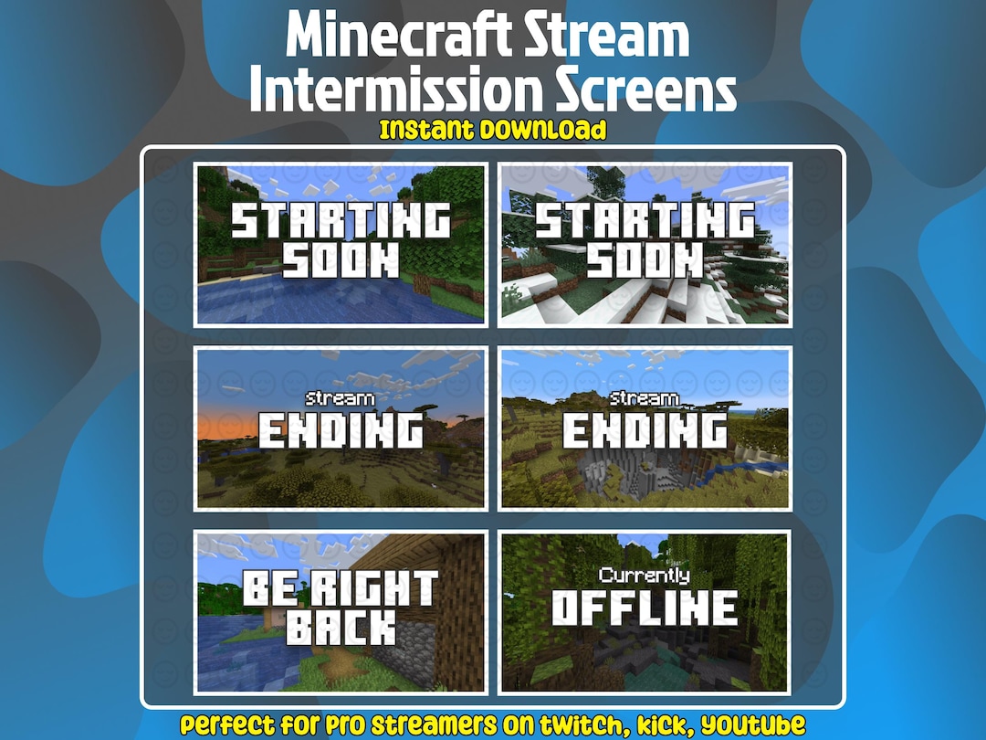 Minecraft Twitch Intermission Screens / Pngs for OBS, Streamlabs / for ...