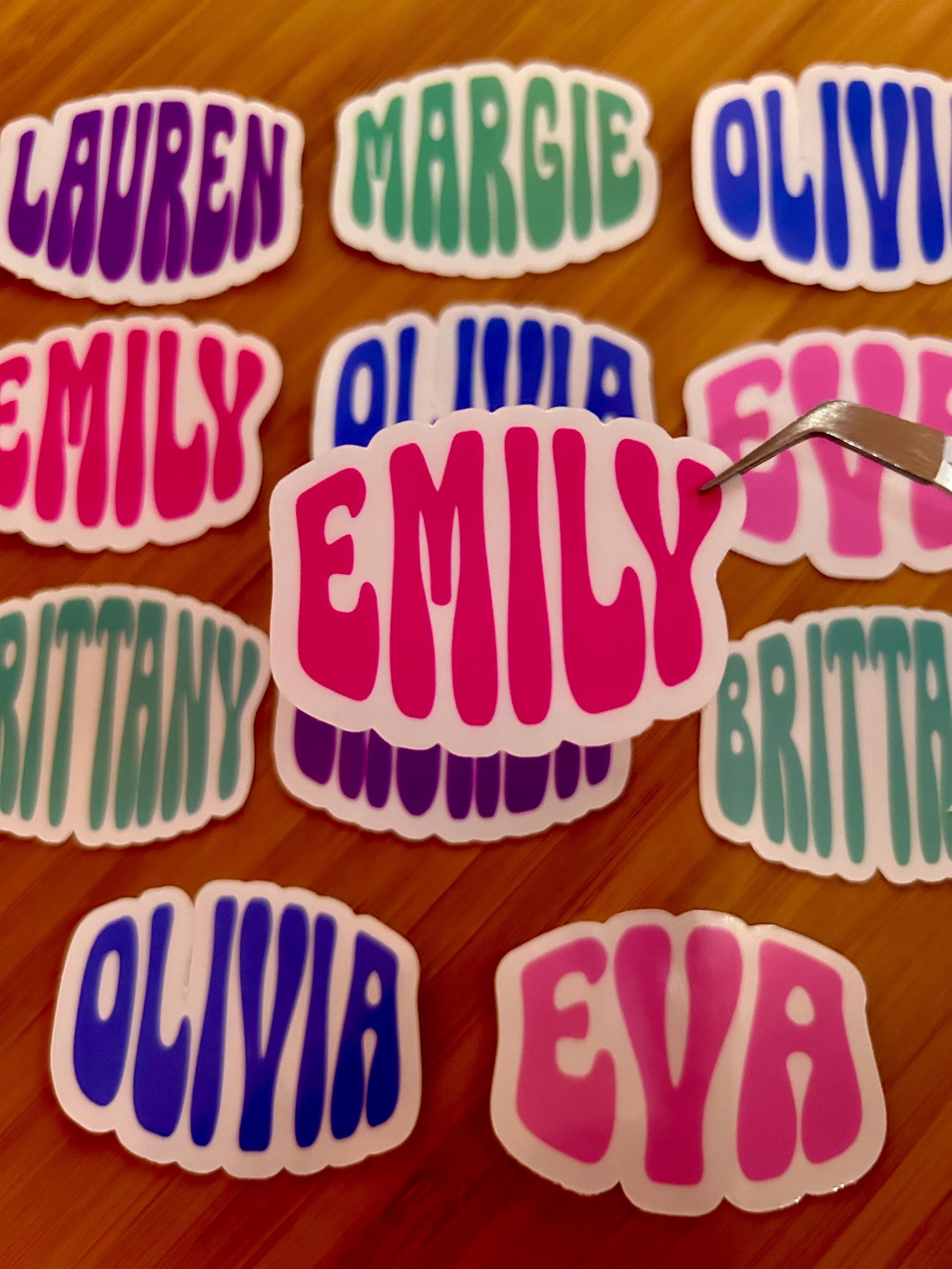 Neon Name Stickers: Retro Laminated Decal Tags - Etsy