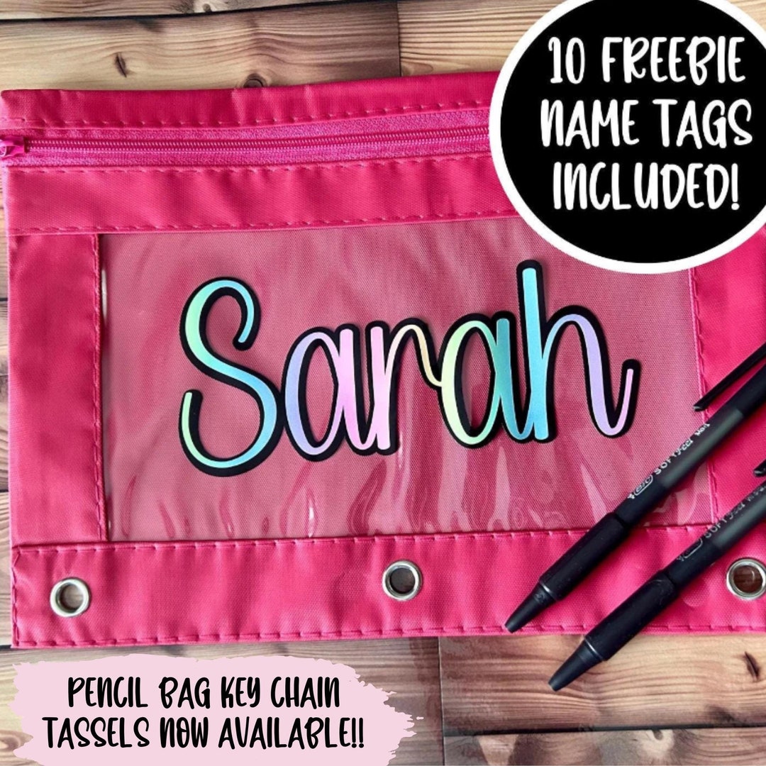 Pink Fully Customized Zipper Pencil Pouch / Name Tags Included ...
