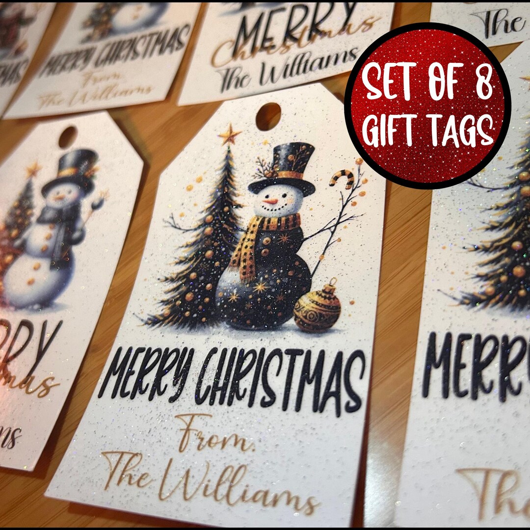Elegant Christmas Gift Tag / Personalized Glitter Snowman Tags/family ...