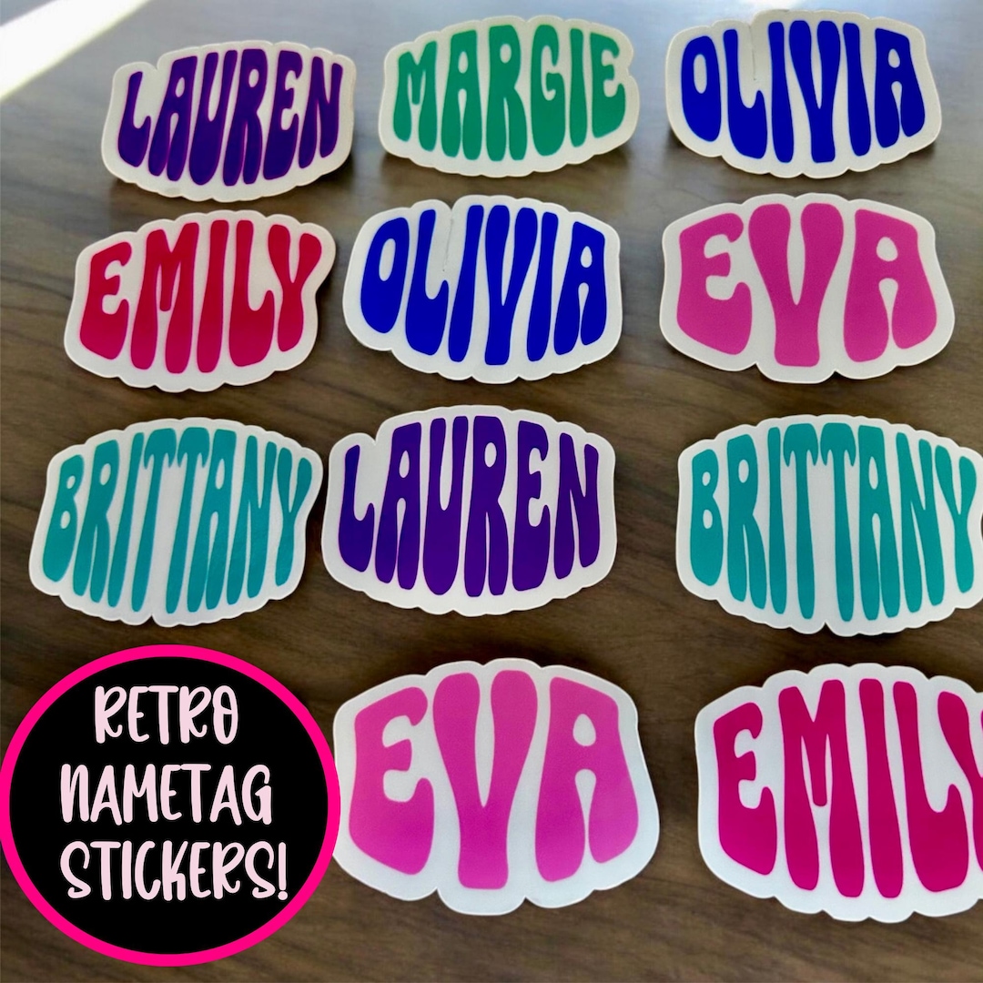 Retro School Name Sticker/ Aesthetic Color Decal/ Gifts for Student ...