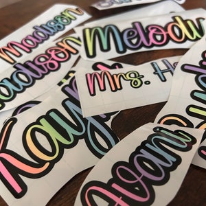 Neon Rainbow Name Decal/custom Decals/yeti Cooler Decal Stickers/custom ...