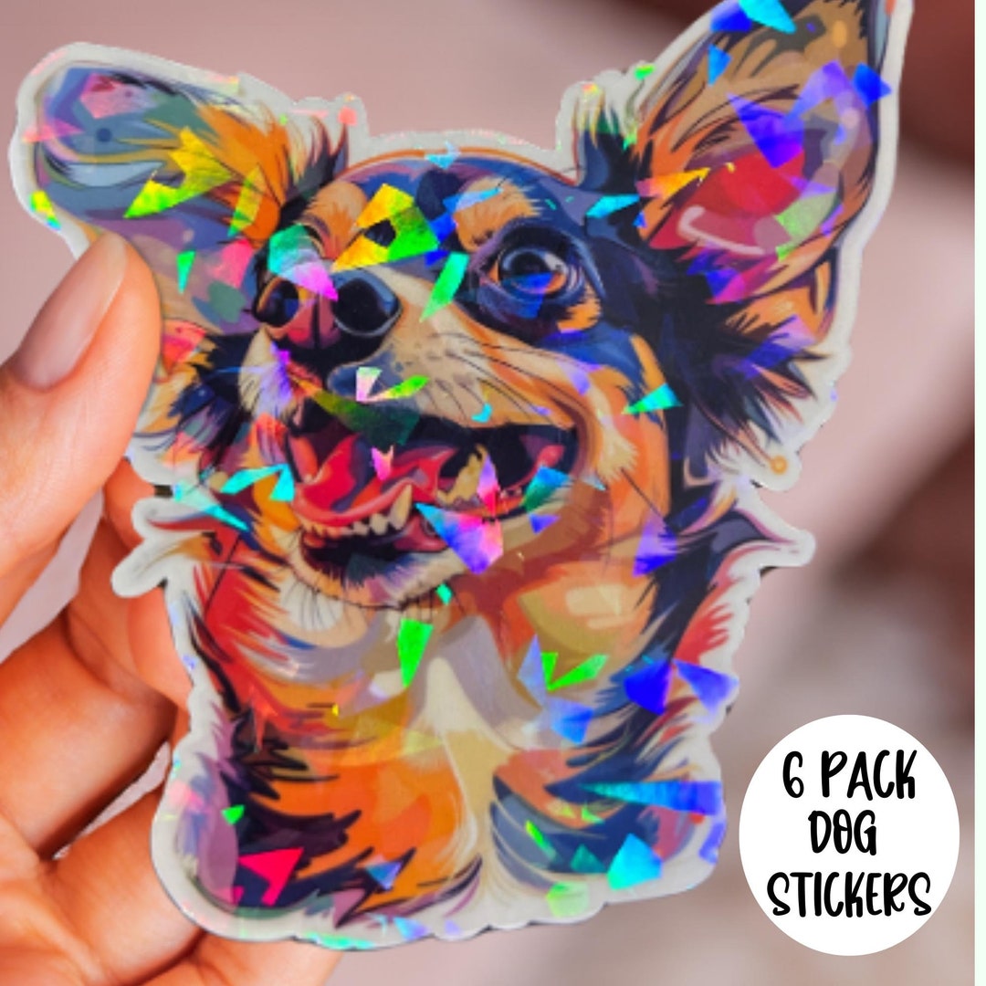 6 Pack Holographic Dog Sticker Set/tumblr Dog Decals/yeti Stickers ...