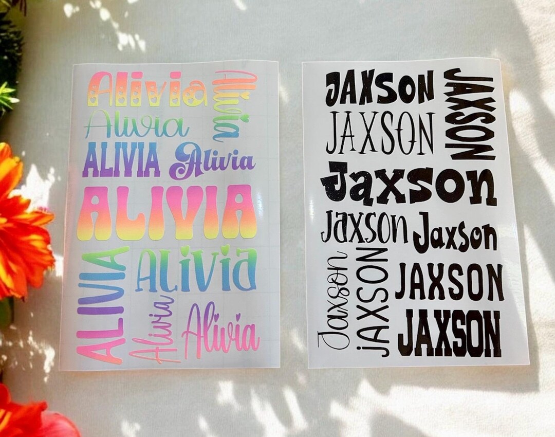 Personalized Vinyl Name Decal Sheets | Durable Custom Stickers for ...