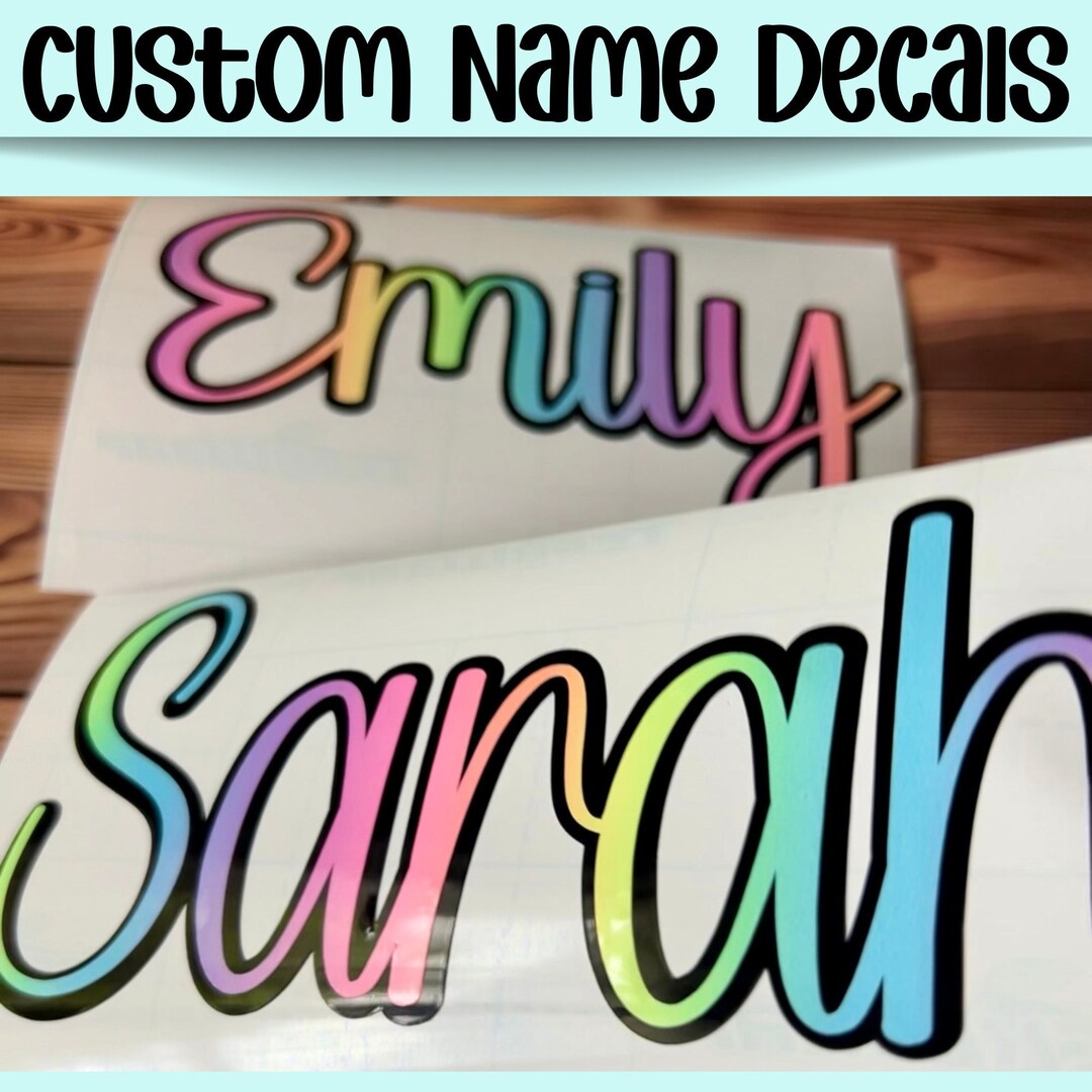 Neon Rainbow Name Decal/custom Decals/yeti Cooler Decal Stickers/custom ...
