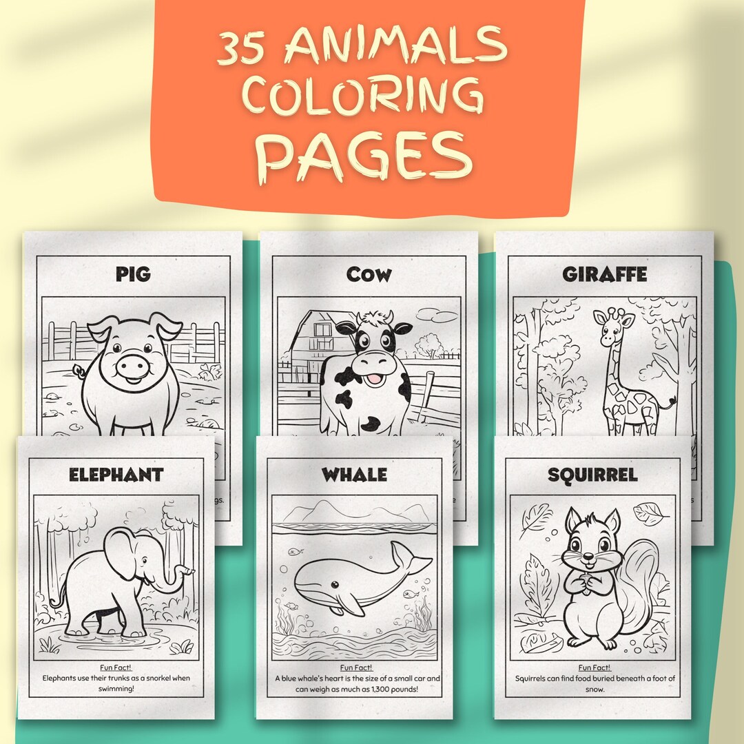 35 Animal Coloring Pages Farm Animals Wild Animals Ocean Animals Forest ...