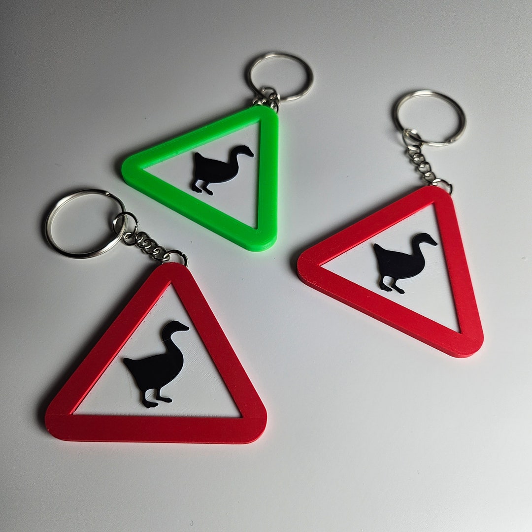 3D Printed, Red Sign Goose, Charming Goose Keychains, Untitled Goose ...