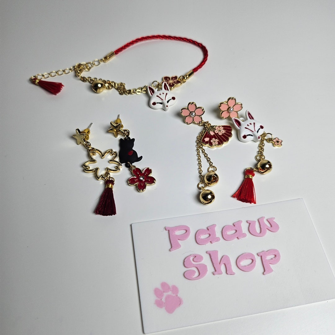 Cute Accessories, Japanese Style Accessories, Earrings, Bracelet, Fox ...