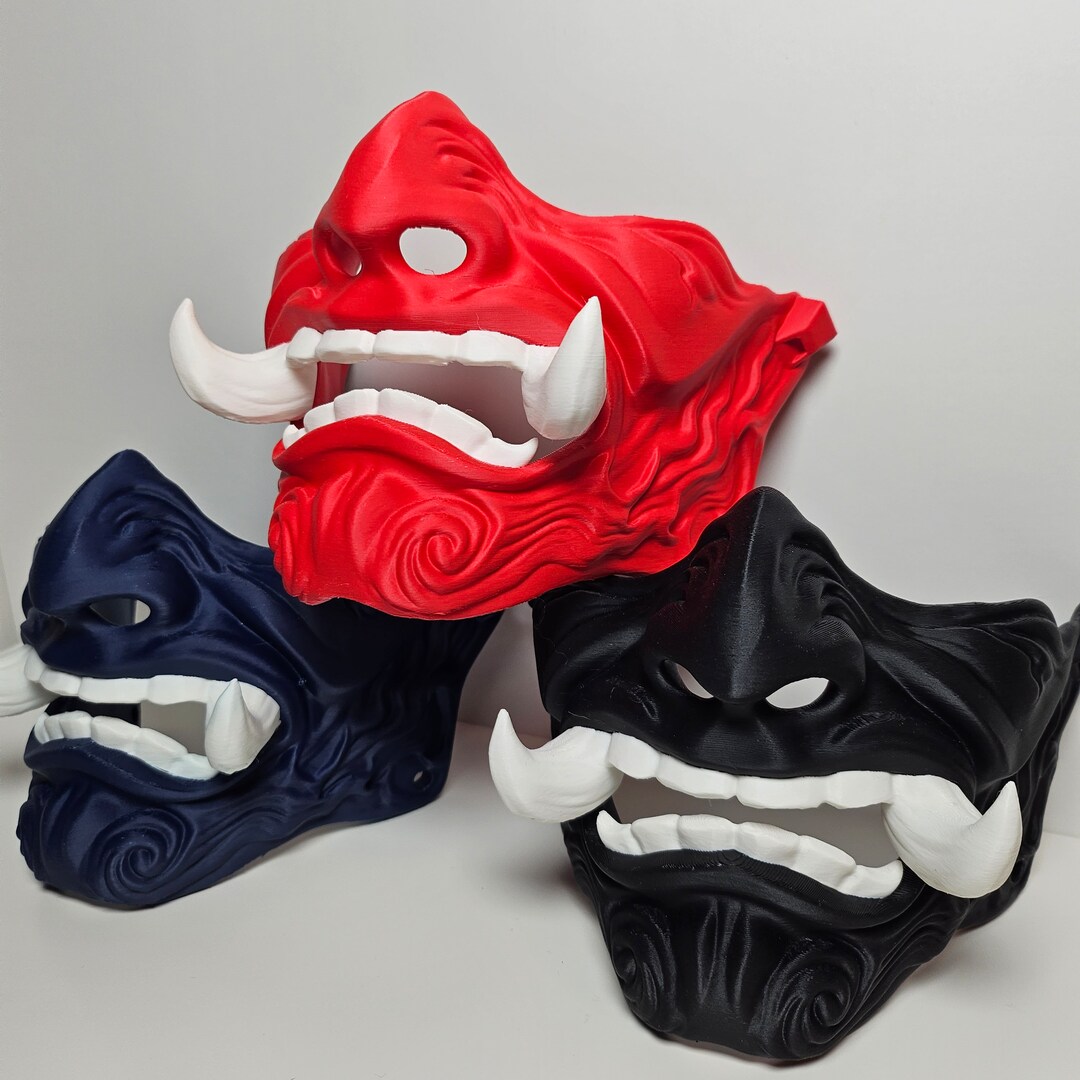 3D Printed, Many Colors, Oni Half Mask, Wearable - Etsy
