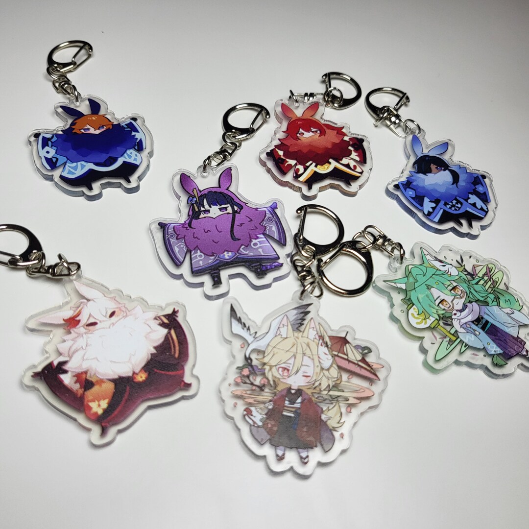 PRE-ORDER Genshin Impact Acrylic Keychains, Genshin Cute Keychains ...