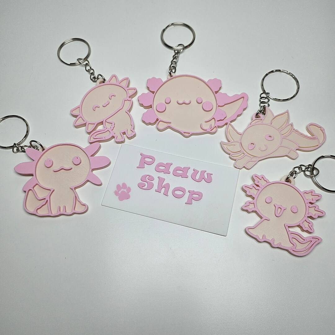 3D Printed, Cute Axolotl Keychains - Etsy