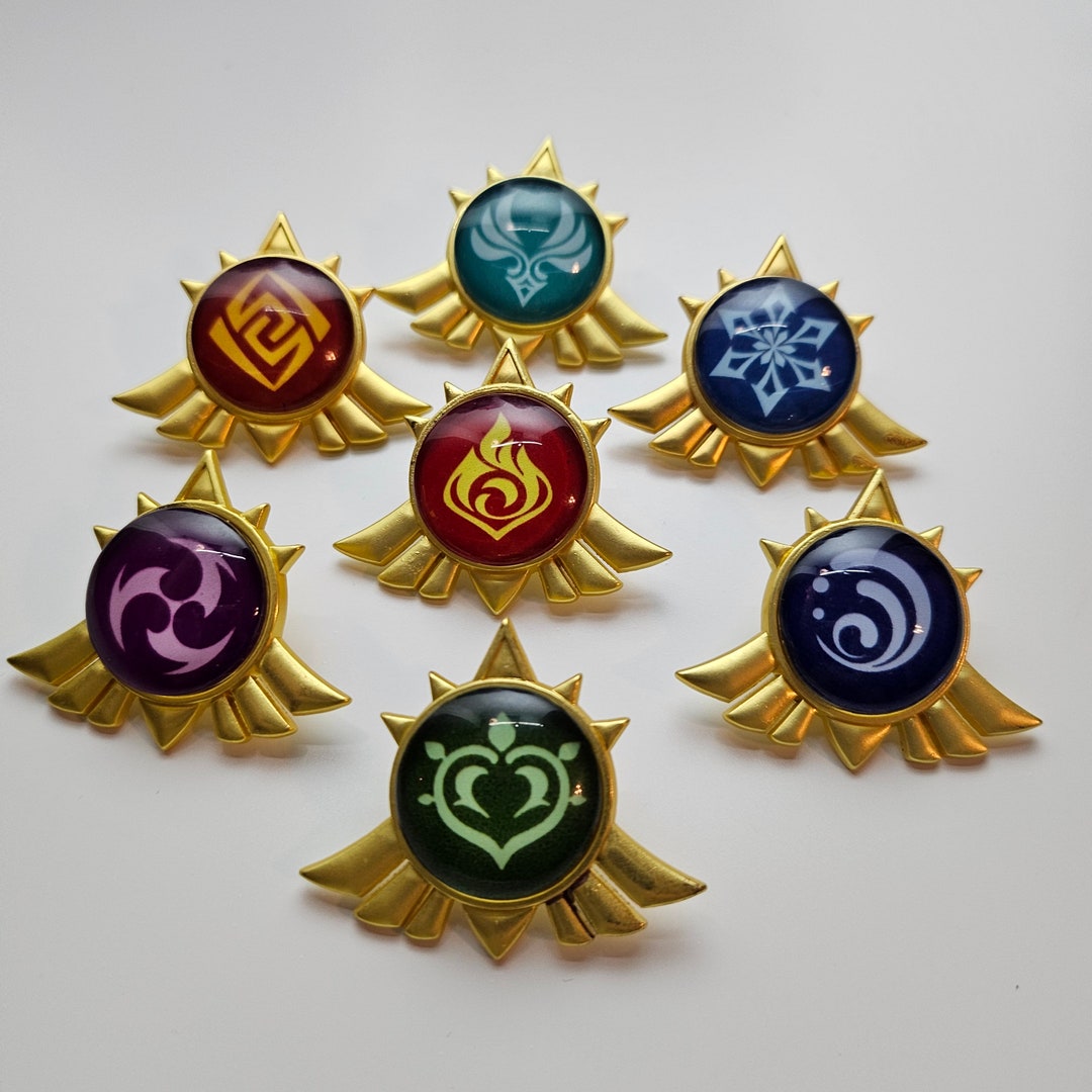 PRE-ORDER Genshin Impact Elements Pins, Electro, Cryo, Pyro, Geo, Hydro ...