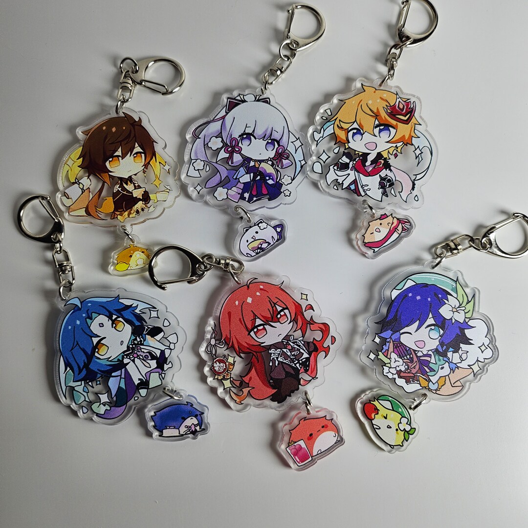 PRE-ORDER Genshin Impact Acrylic Keychains, Genshin Cute Keychains ...