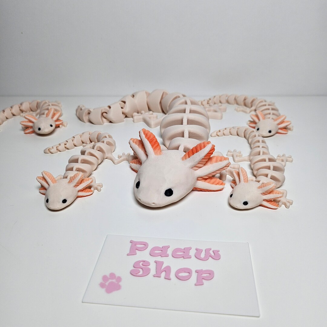 3D Printed, Articulated Axolotl, Axolotl Flexible Toy - Etsy