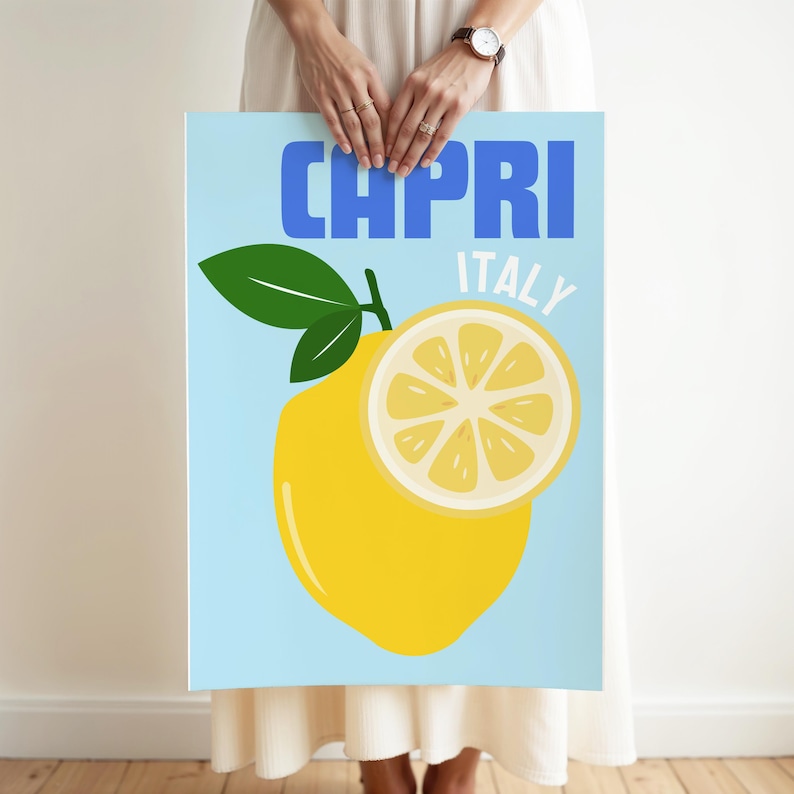 Capri Italy Lemons Printable, Colourful Citrus Poster, Italian Kitchen ...