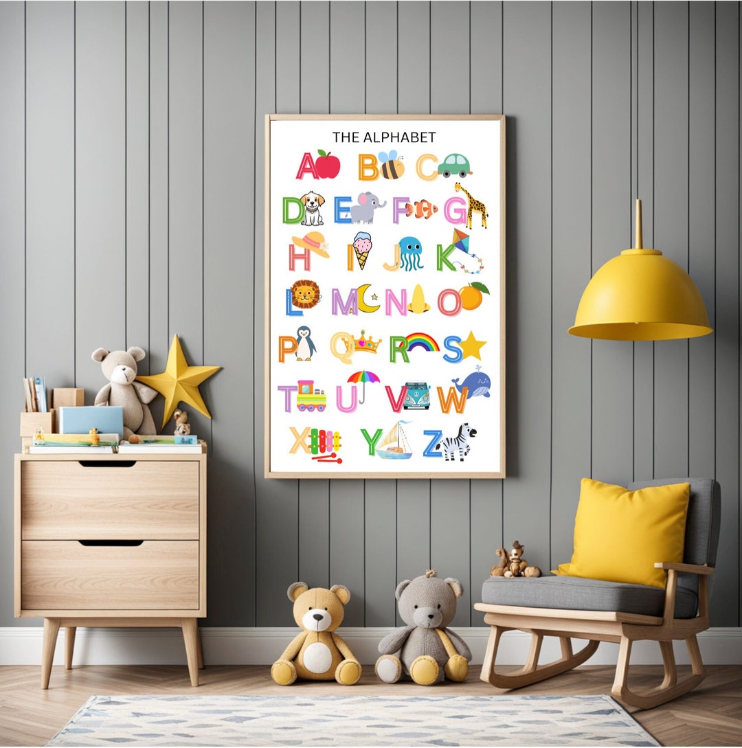 The Alphabet Digital Wall Art Educational Prints Childrens Learning ...