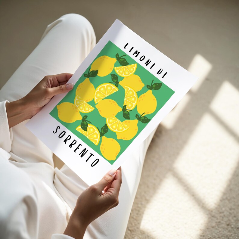 Limoni Di Sorrento Print, Abstract Lemon Poster, Italian Themed Kitchen ...
