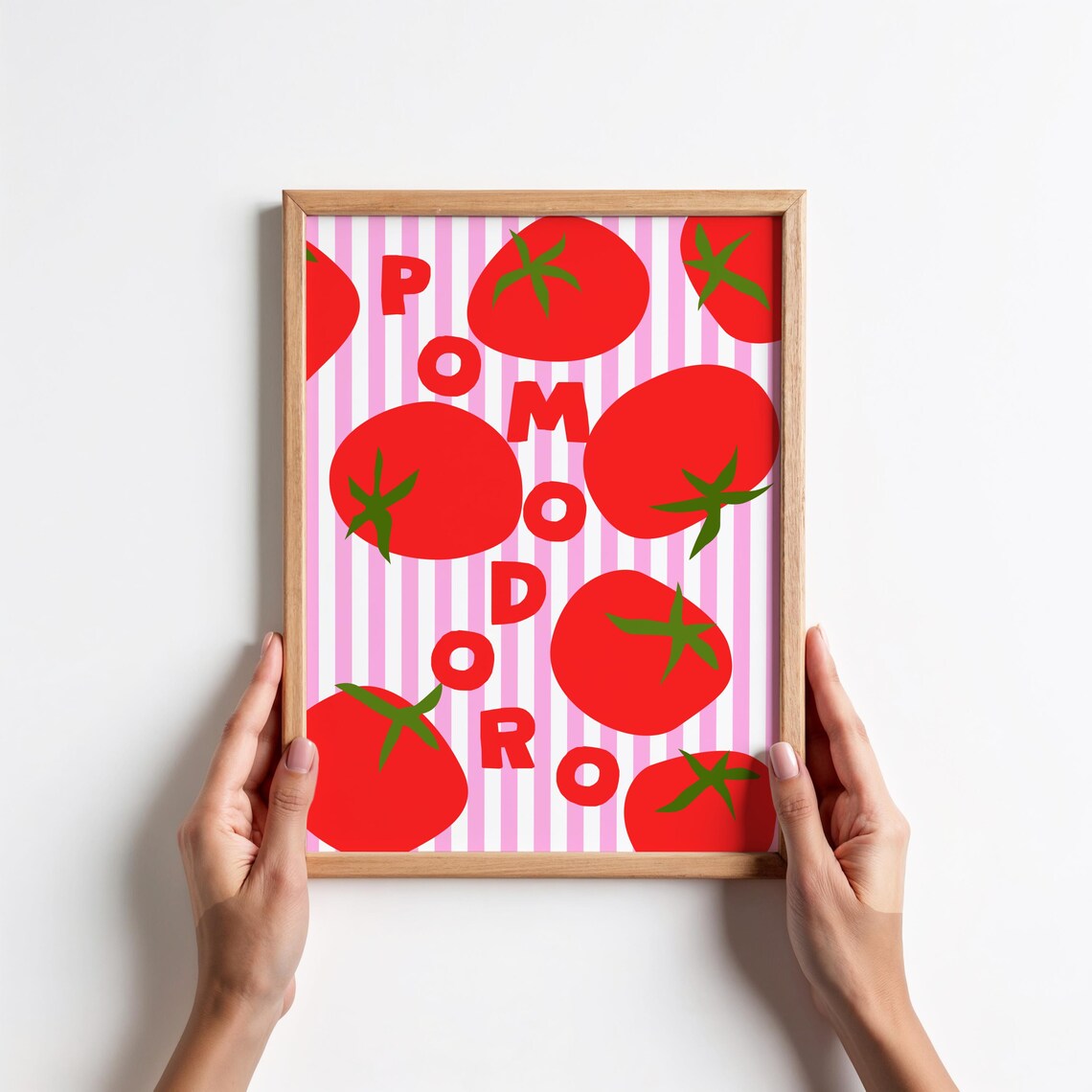 POMODORO Poster, Tomato Illustration, Italian Food Print, Pink Red ...