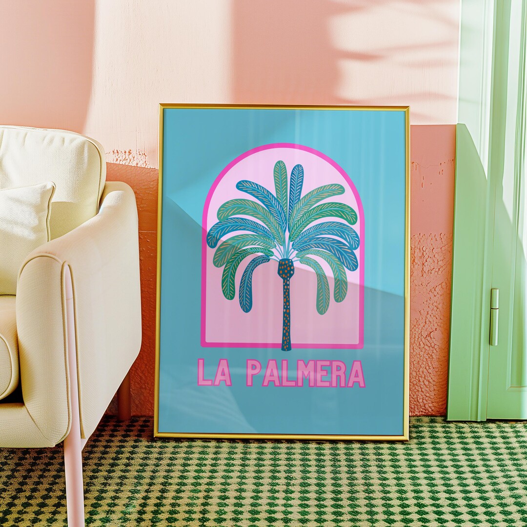 La Palmera Print, Colourful Palm Tree Wall Art, Palm Springs Summer ...