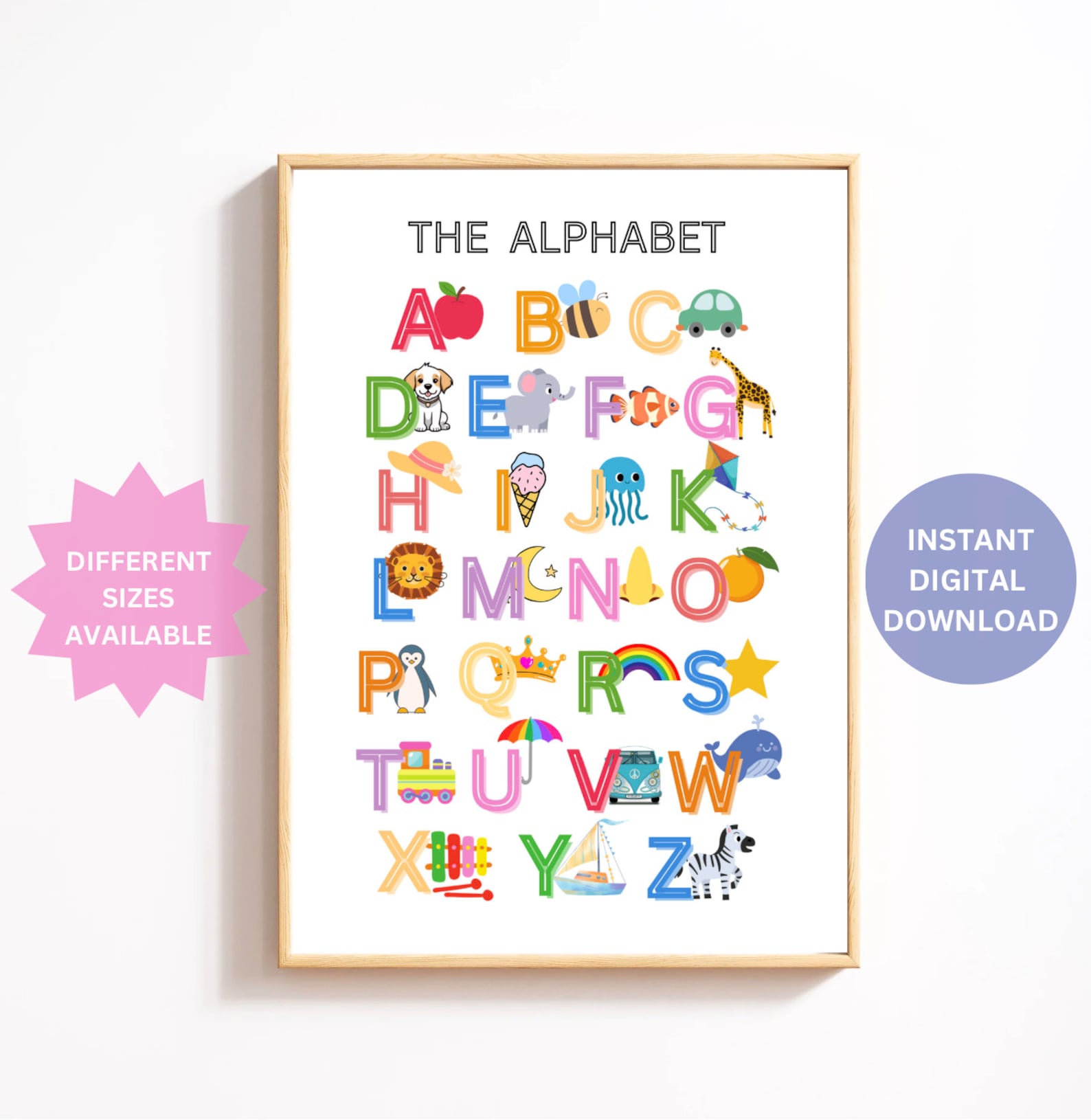 The Alphabet Digital Wall Art Educational Prints Childrens Learning ...