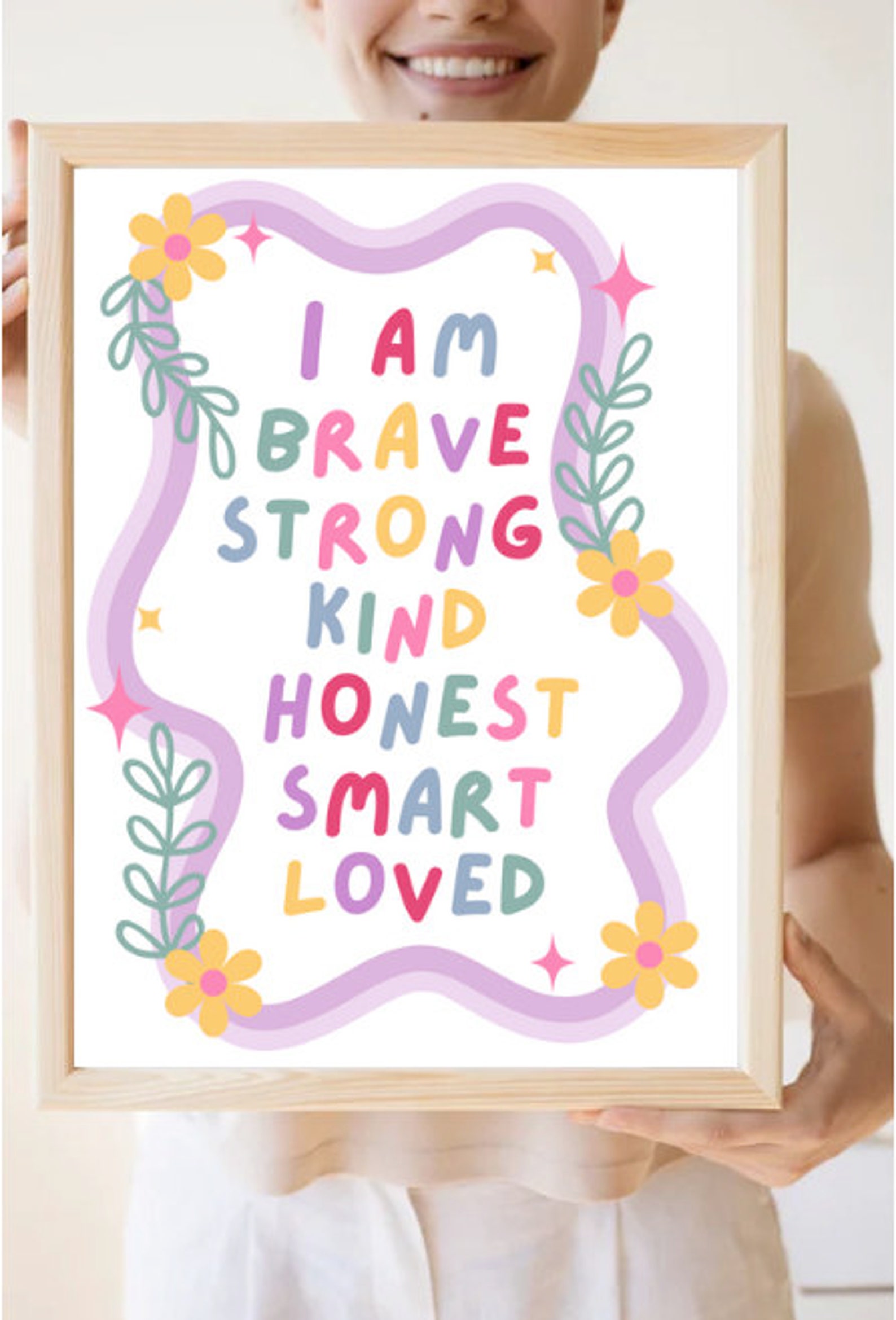 Kids Daily Affirmations Digital Wall Art Self Love Printable Children's ...