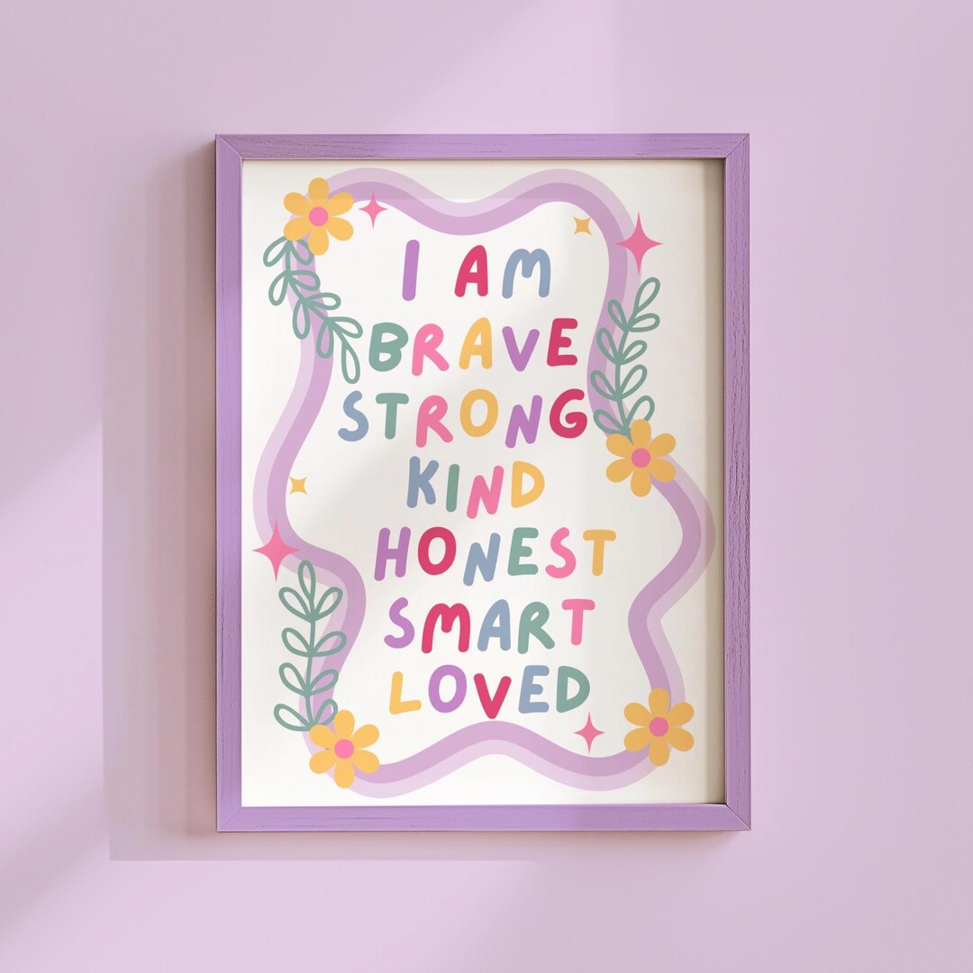 Girls Positive Affirmation Wall Art, Kids Growth Mindset Poster ...