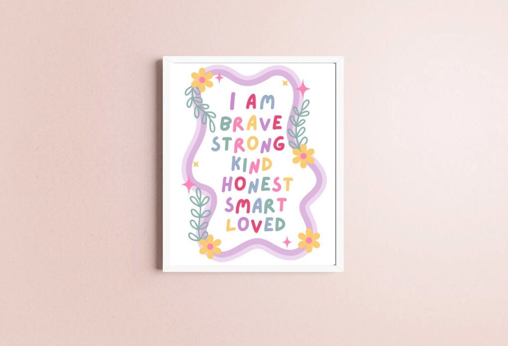 Kids Daily Affirmations Digital Wall Art Self Love Printable Children's ...
