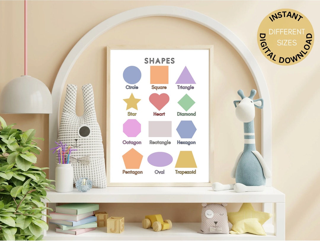 Printable Shapes Wall Art, Printable Educational Wall Art, Childrens ...