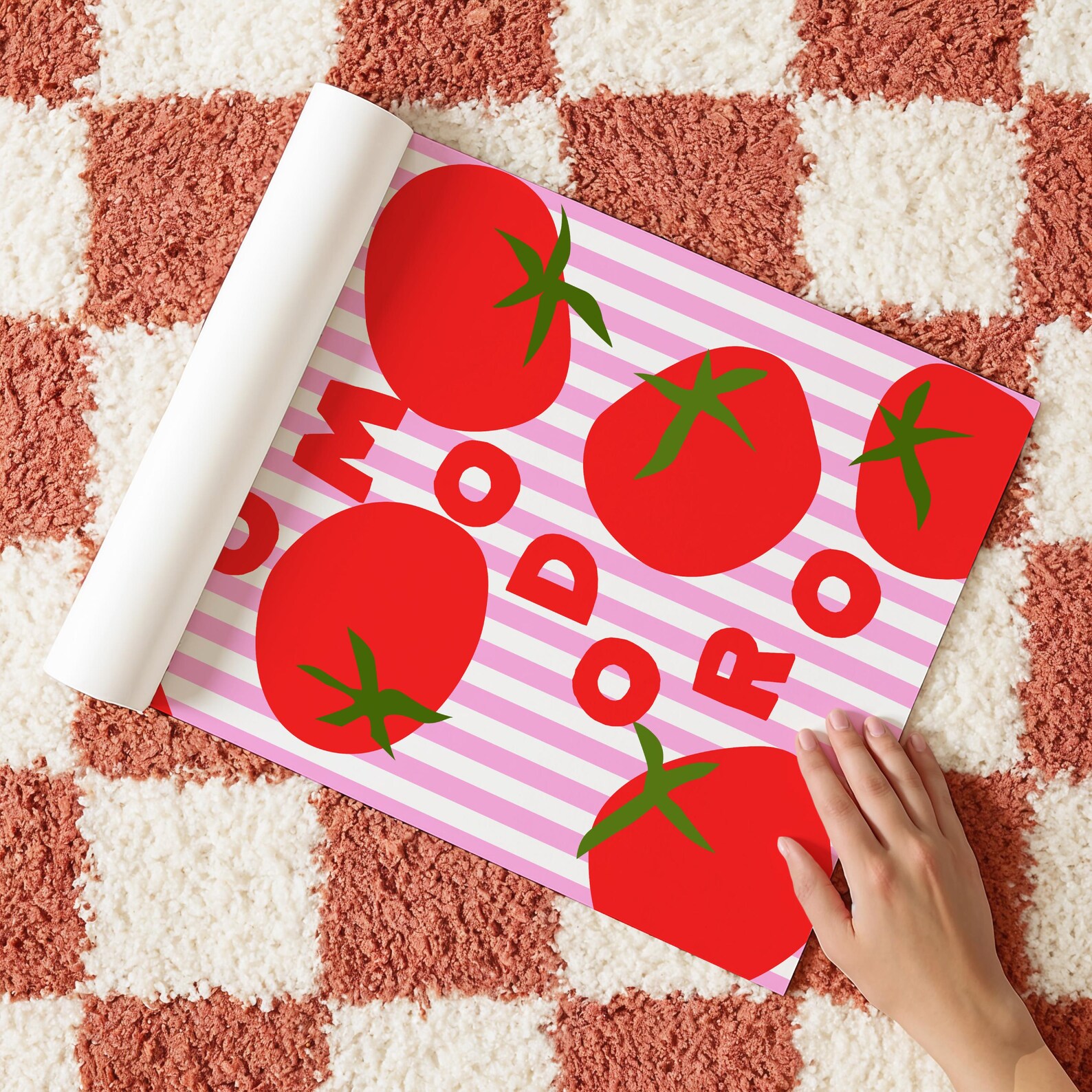 POMODORO Poster, Tomato Illustration, Italian Food Print, Pink Red ...