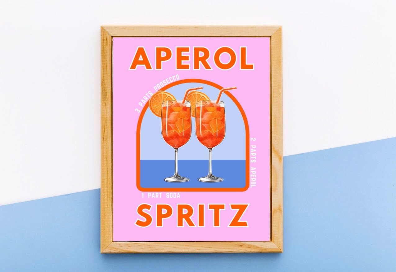 Aperol Spritz Cocktail Print Aperol Spritz Wall Art Italian Summer ...