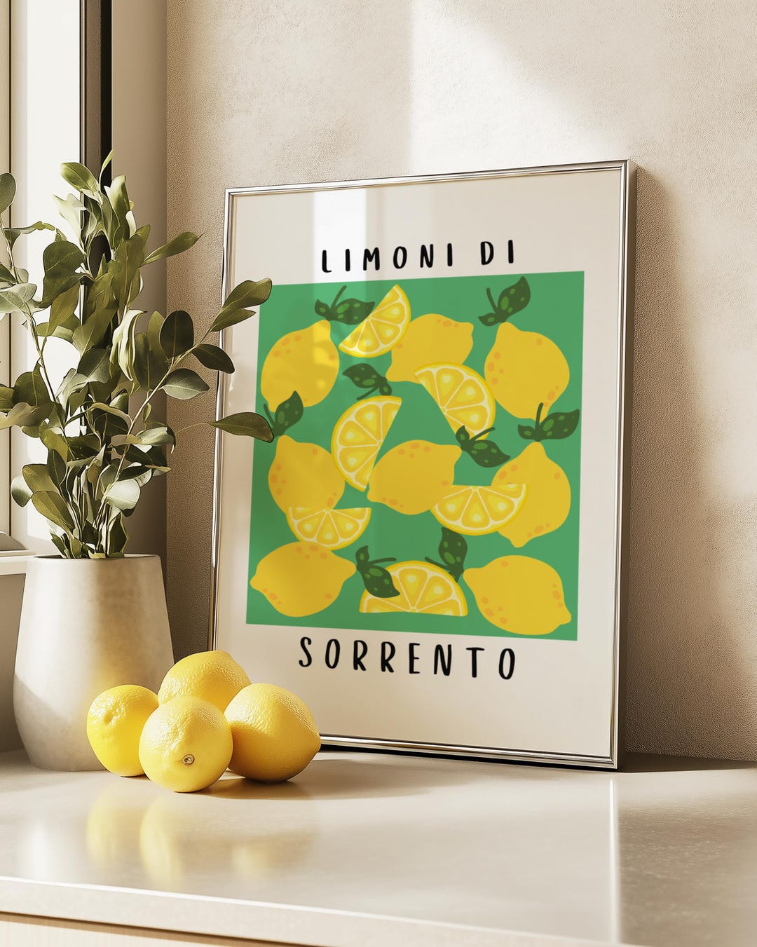Limoni Di Sorrento Print, Abstract Lemon Poster, Italian Themed Kitchen ...